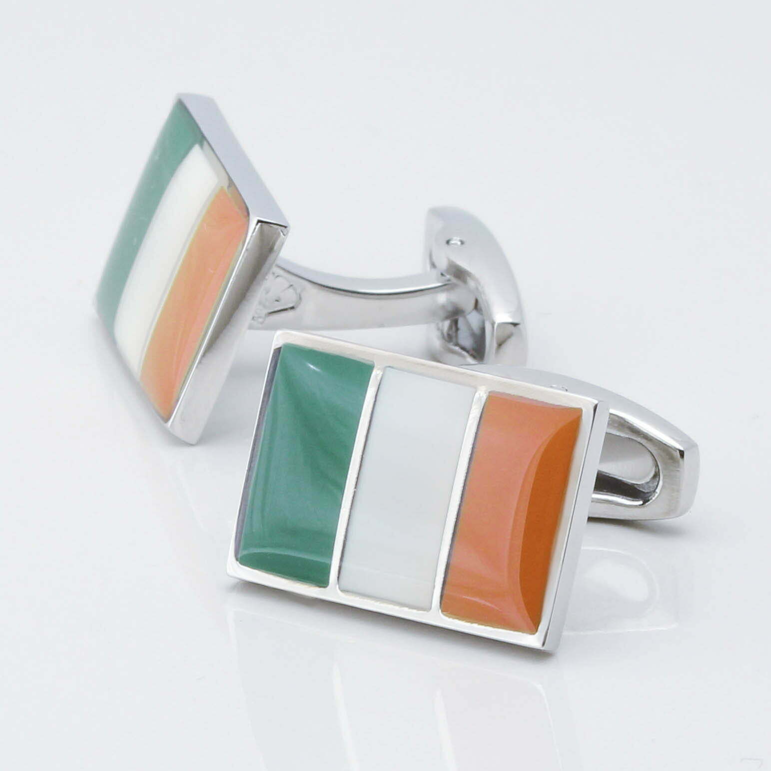 Irish Flag Cufflinks by Badger & Brown. The Cufflink Specialists.