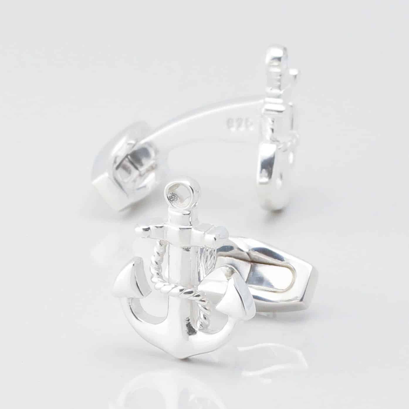 Sterling Silver Anchor Cufflinks by Badger & Brown. The Cufflink Specialist