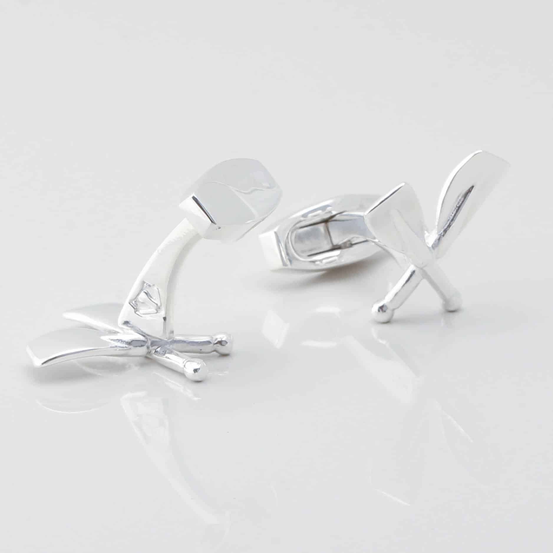 Sterling Silver Rowing Cufflinks by Badger & Brown. Cufflink Specialists