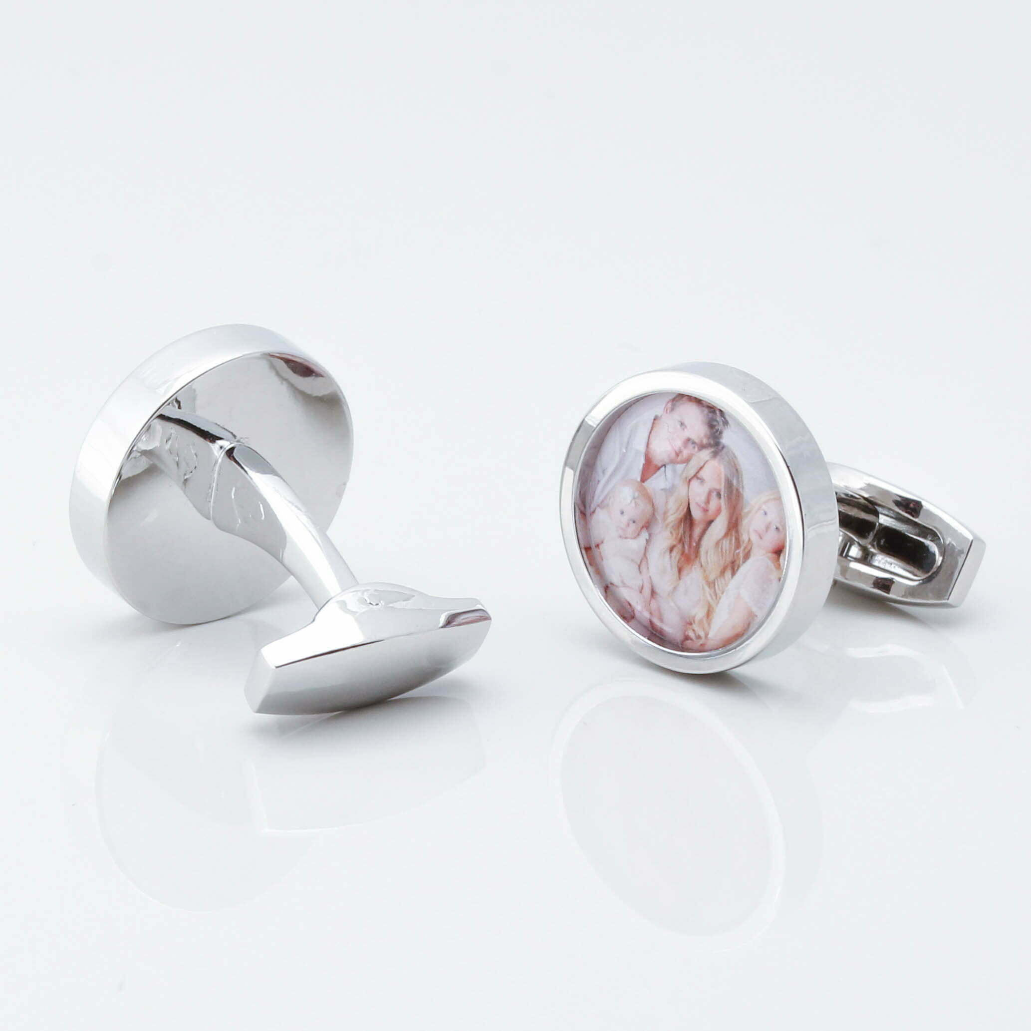Circular Personalised Photo Cufflinks by Badger & Brown. Free Delivery