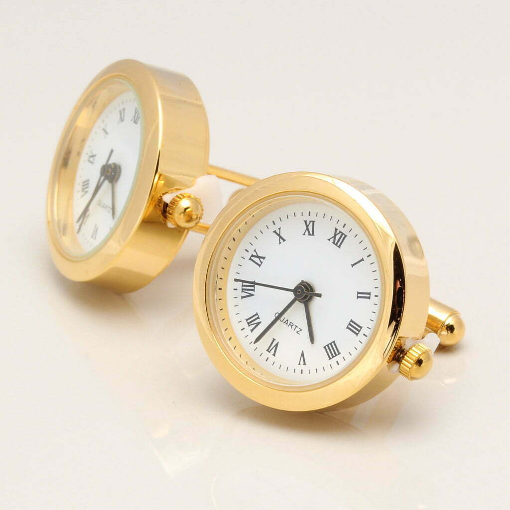 Gold real working clock cufflinks by Badger & Brown. Cufflink ...