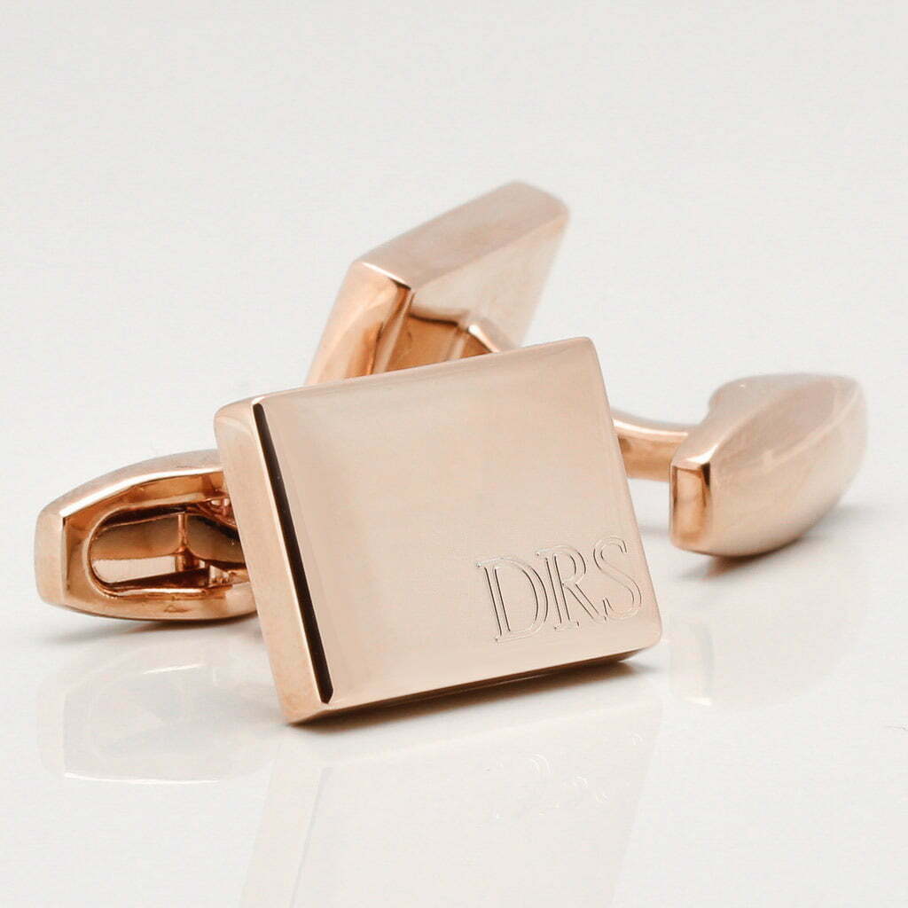 Rose Gold Subtle Engraved Initial Cufflinks by Badger & Brown.Badger ...
