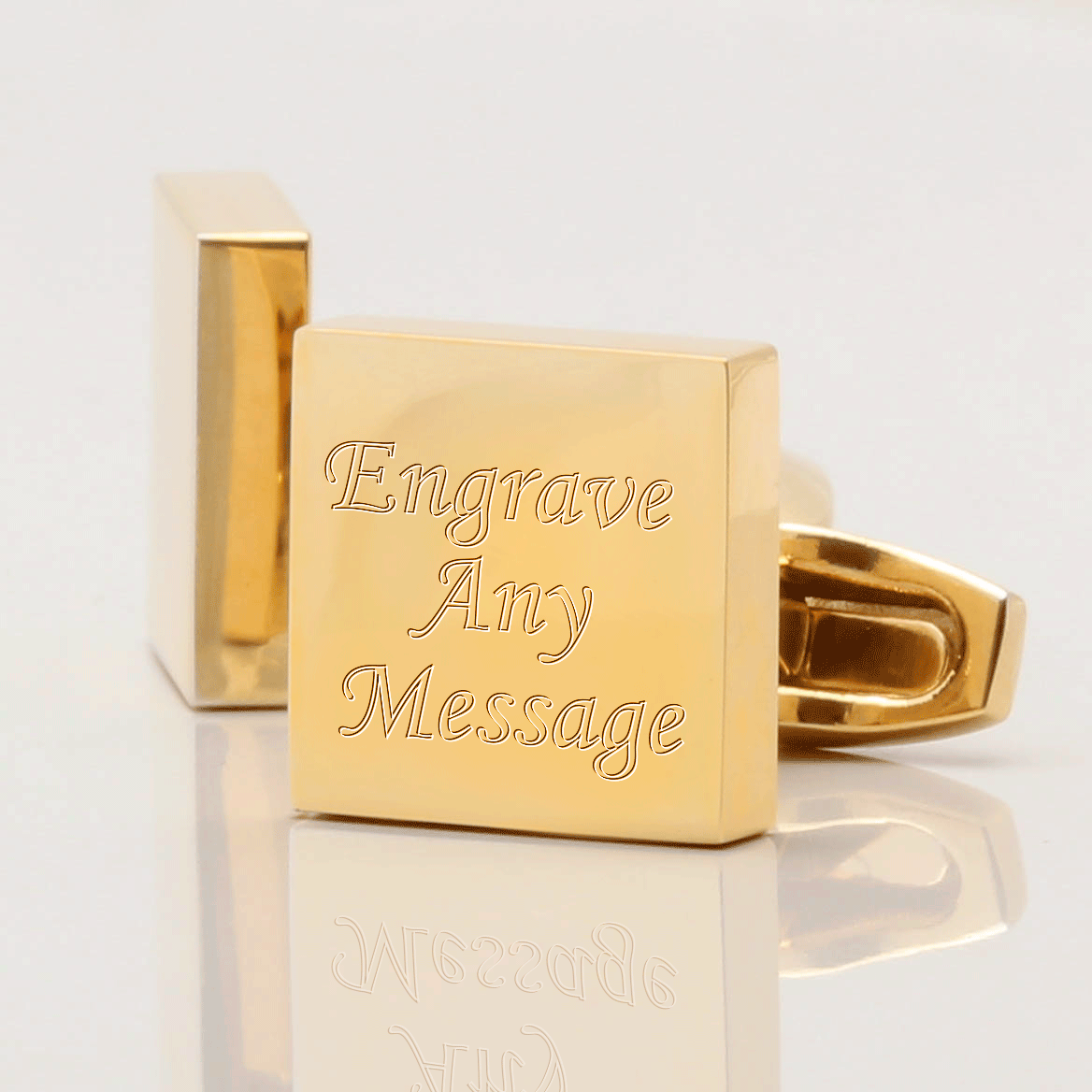 Gold Plated Square Engraved Cufflinks by Badger & Brown.Badger and ...