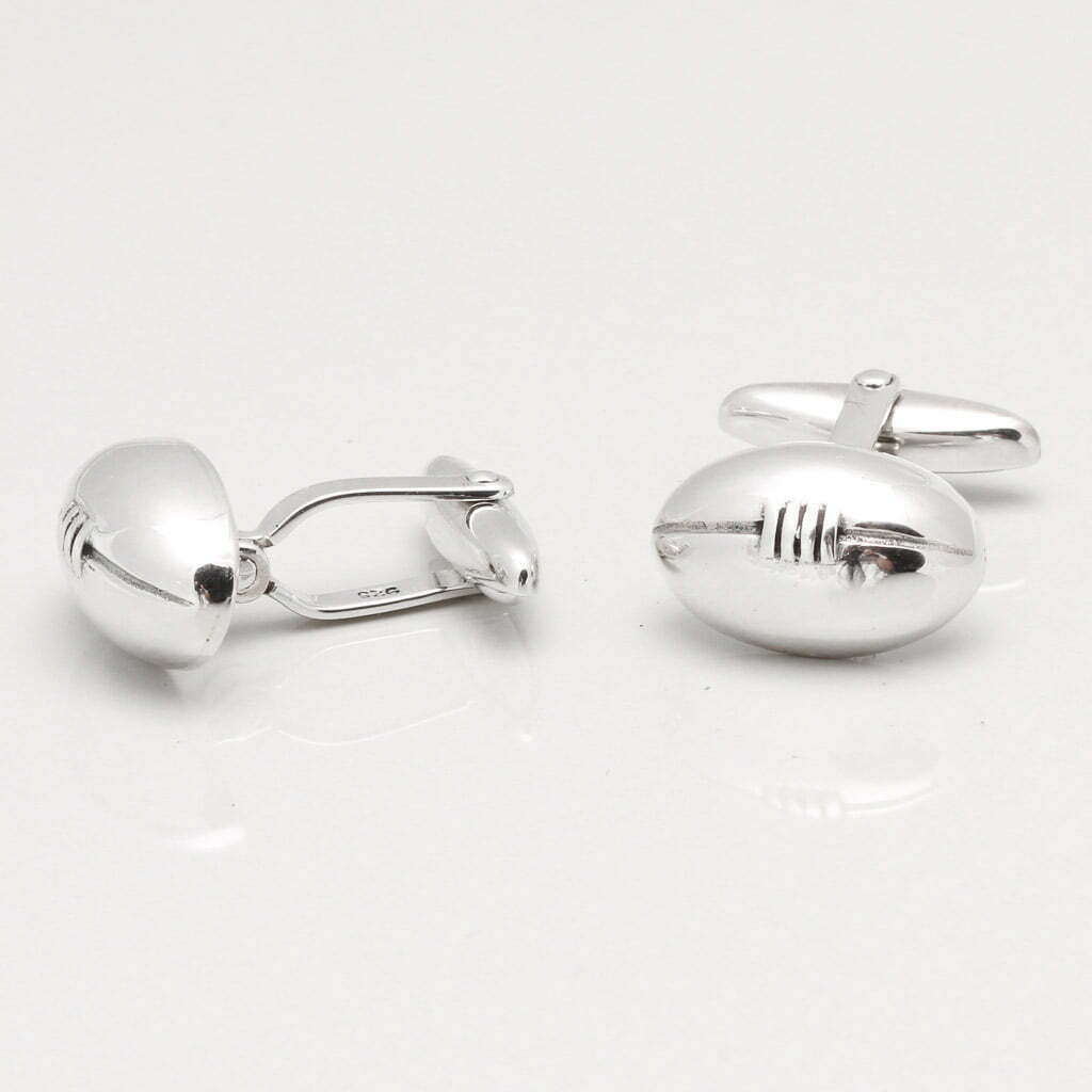 Sterling Silver Rugby Ball Cufflinks by Badger & Brown. Cufflink ...