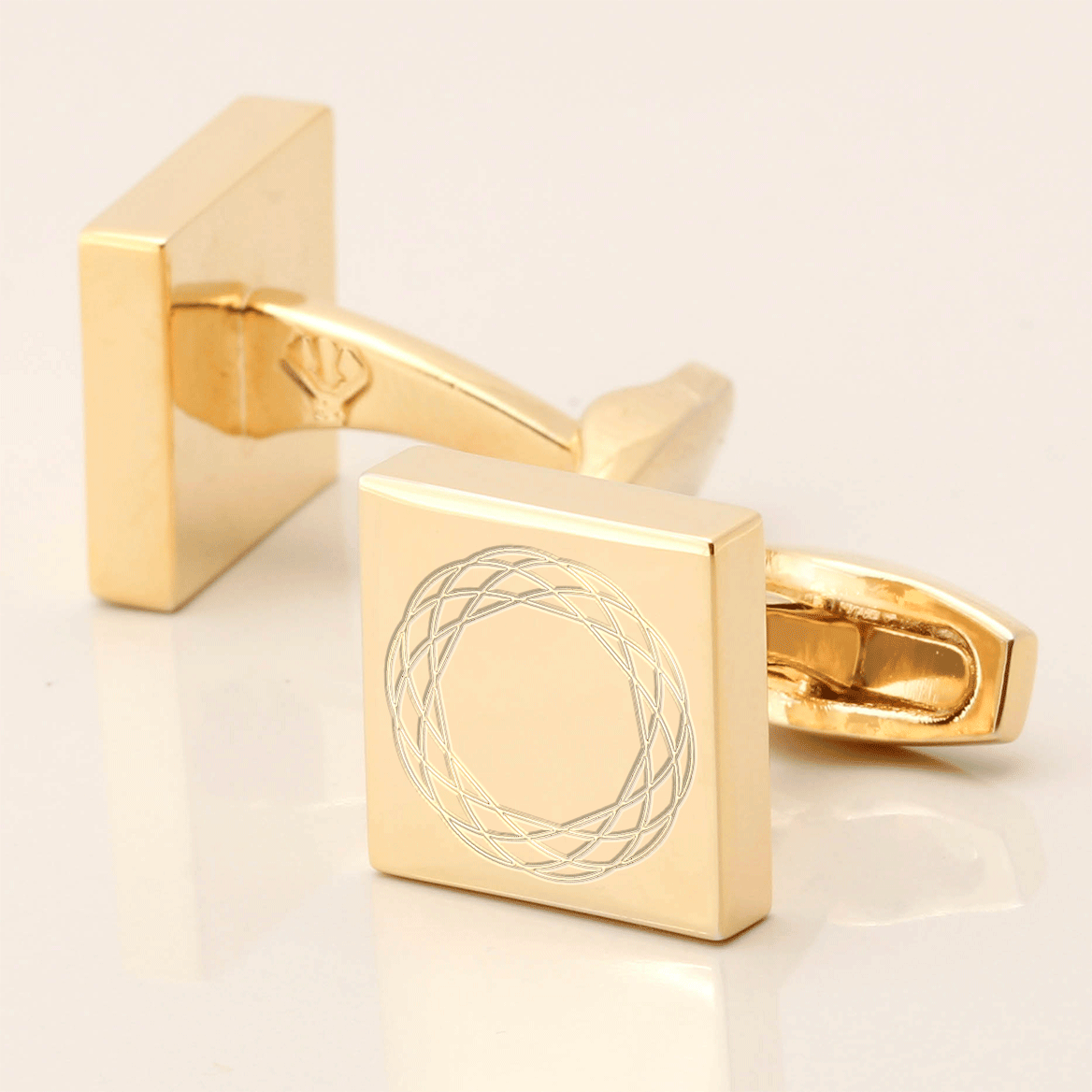 Gold Plated Square Engraved Logo Cufflinks by Badger & BrownBadger and ...
