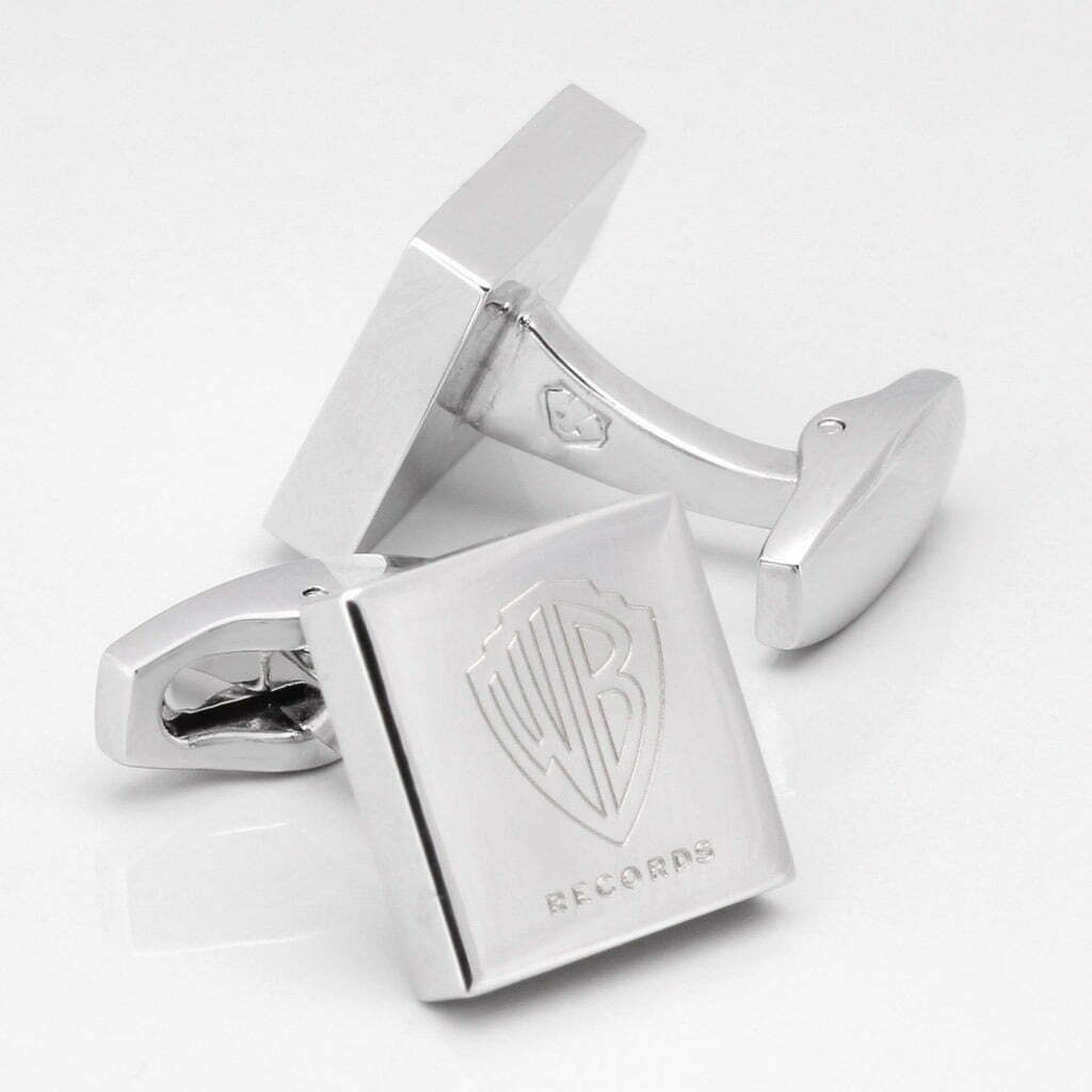 Silver Plated Square Engraved Logo Cufflinks by Badger & BrownBadger ...