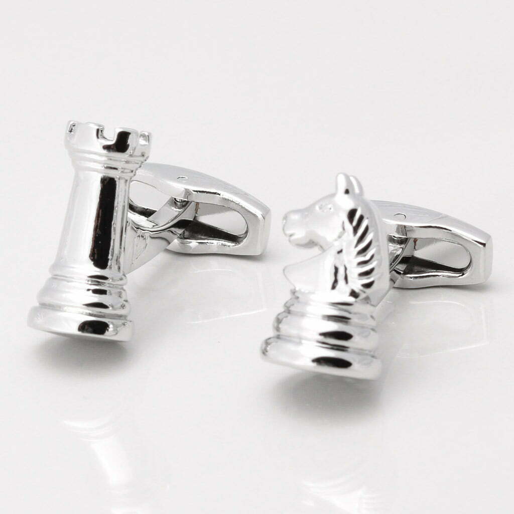 Silver Knight and Rook Chess Cufflinks by Badger & Brown. The Cufflink ...