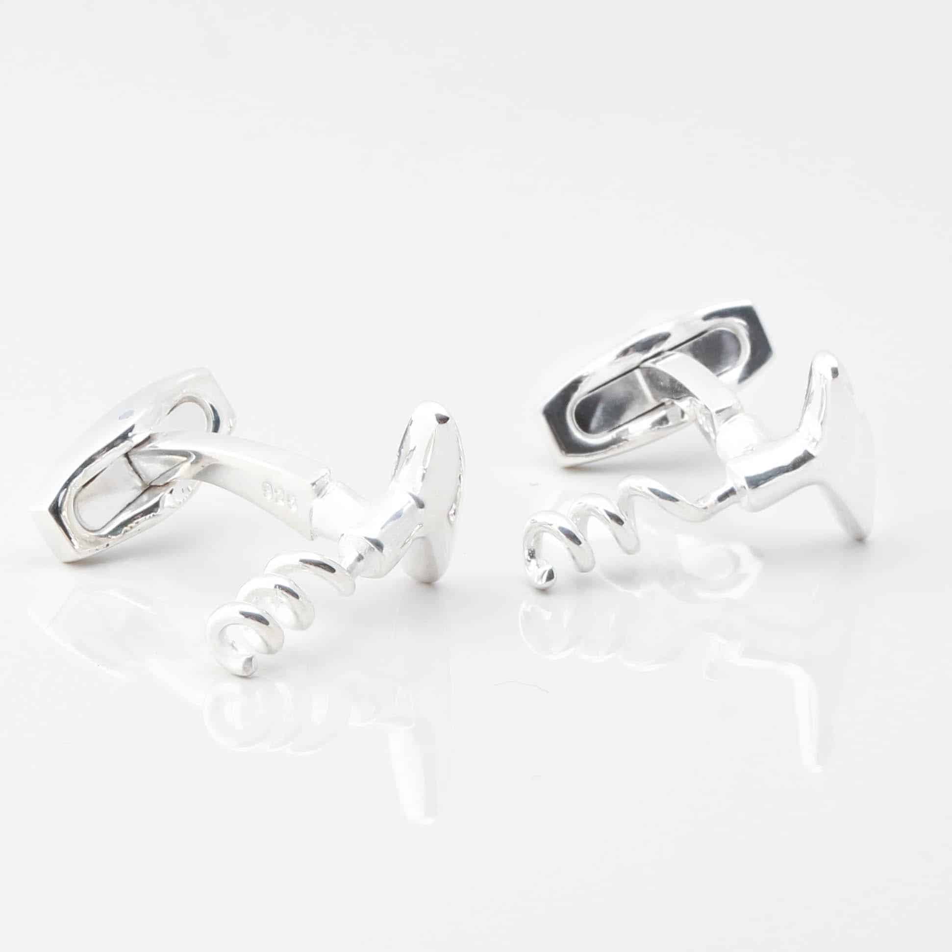 Sterling Silver Corkscrew Cufflinks by Badger & Brown.Badger and Brown – Cufflink Specialists
