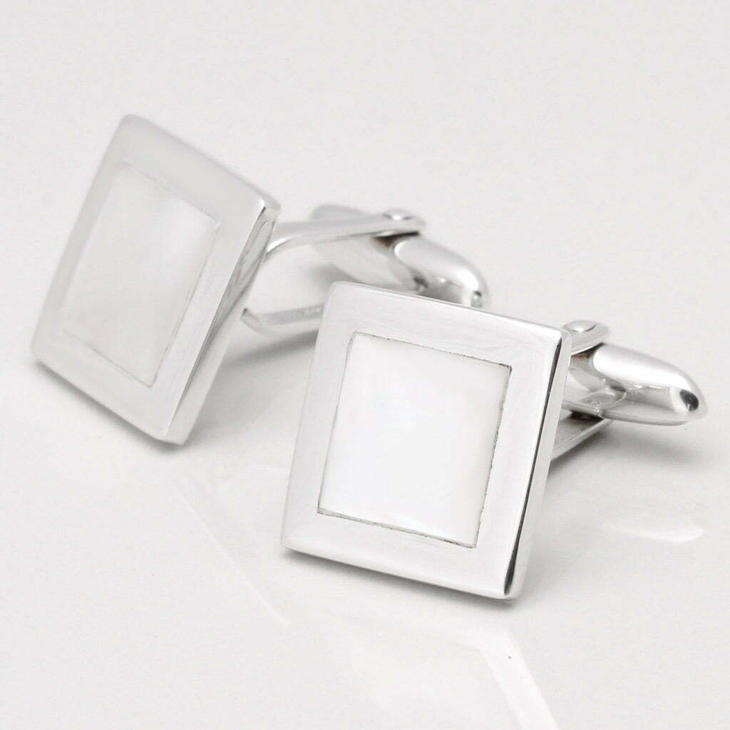 Sterling Silver Mother of Pearl Square Cufflinks by Badger & Brown ...