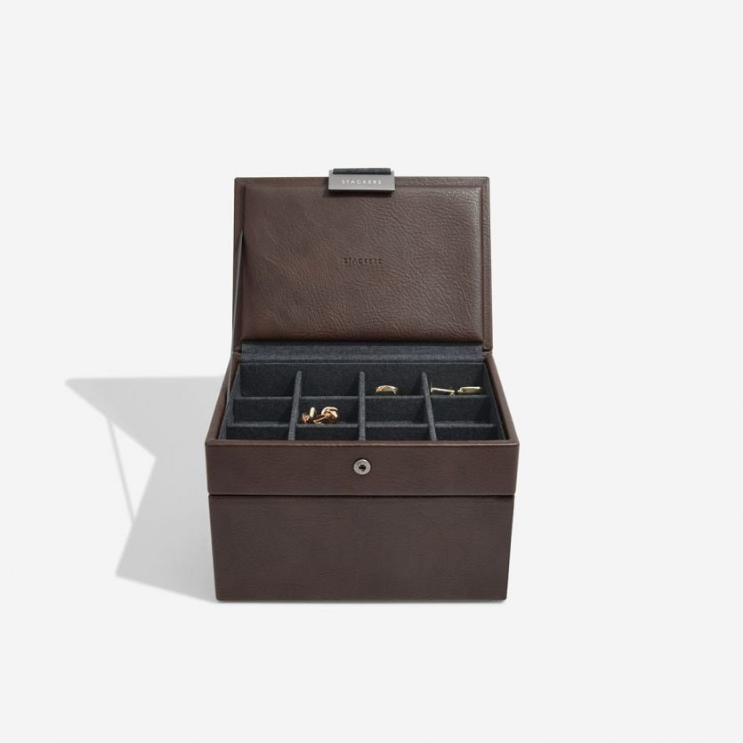 Brown Mini Watch & Cufflink Box by Badger & Brown.
