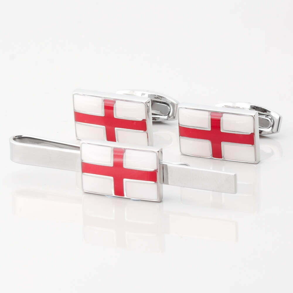 St George's Flag Cufflinks & Tie Slide Set, by Badger and Brown.