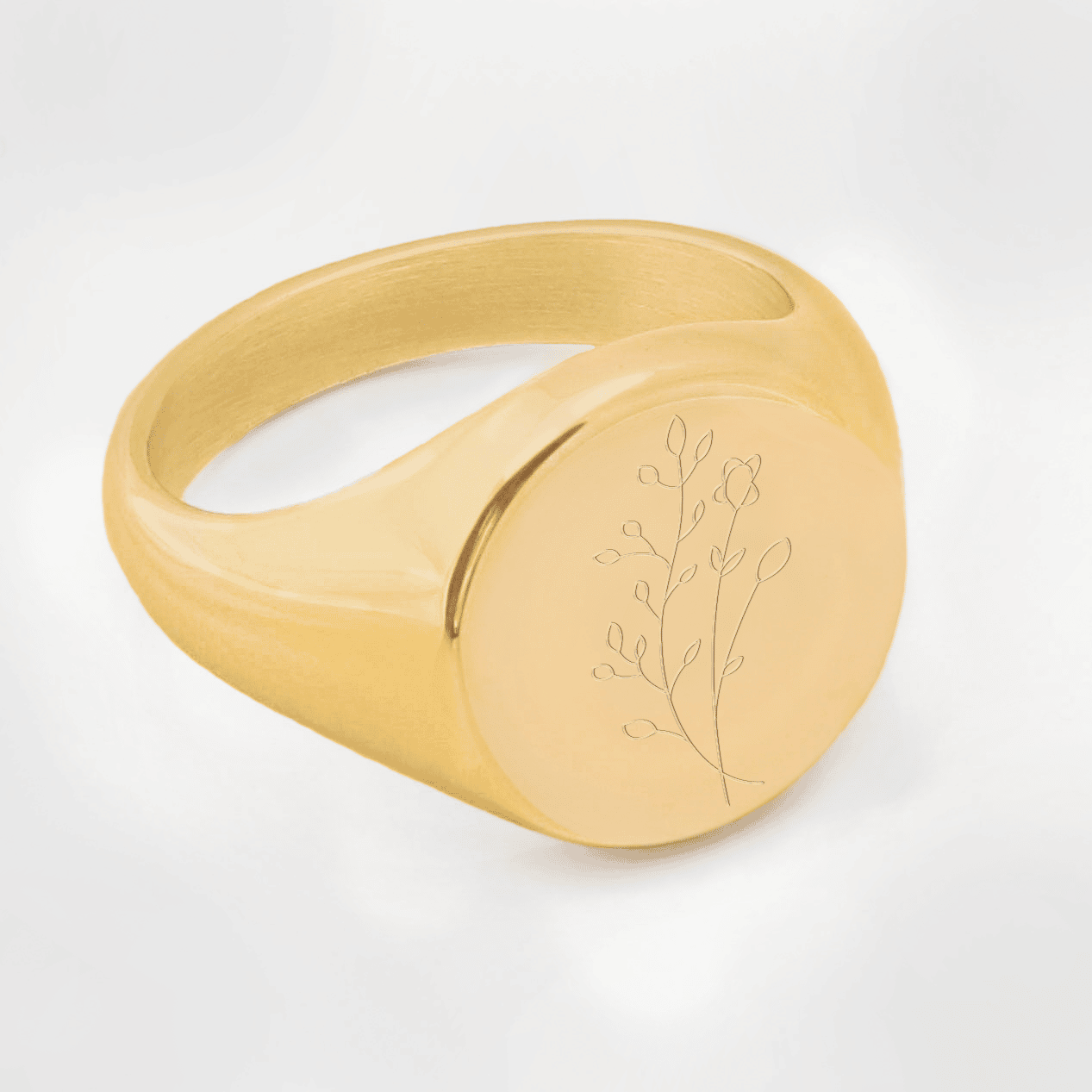 Flower Engraved Signet Ring By Badger & brown
