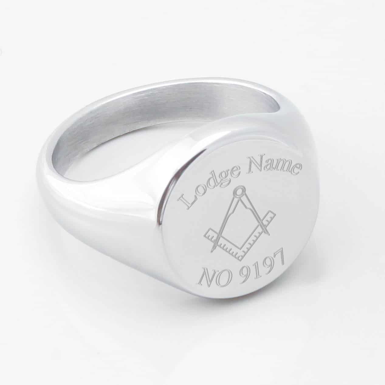 Silver Personalised Engraved Masonic Lodge Signet Ring