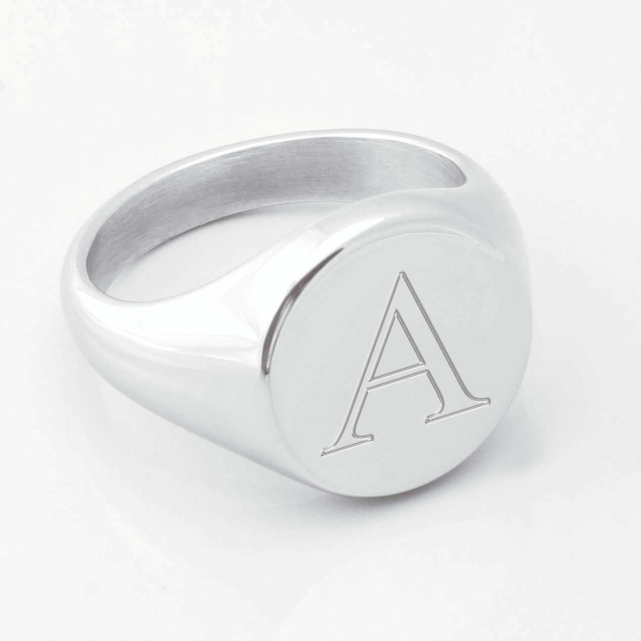 Silver Engraved Initial Signet Ring By Badger & Brown.