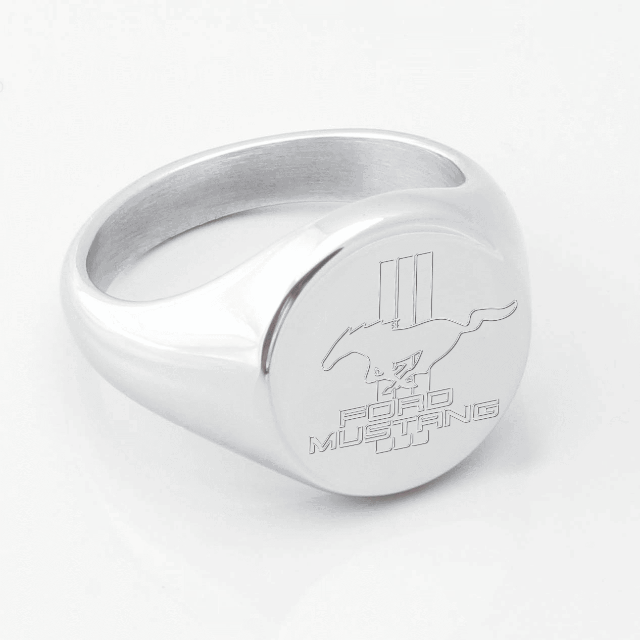 Ford Mustang Car Engraved Signet Ring By Badger & Brown