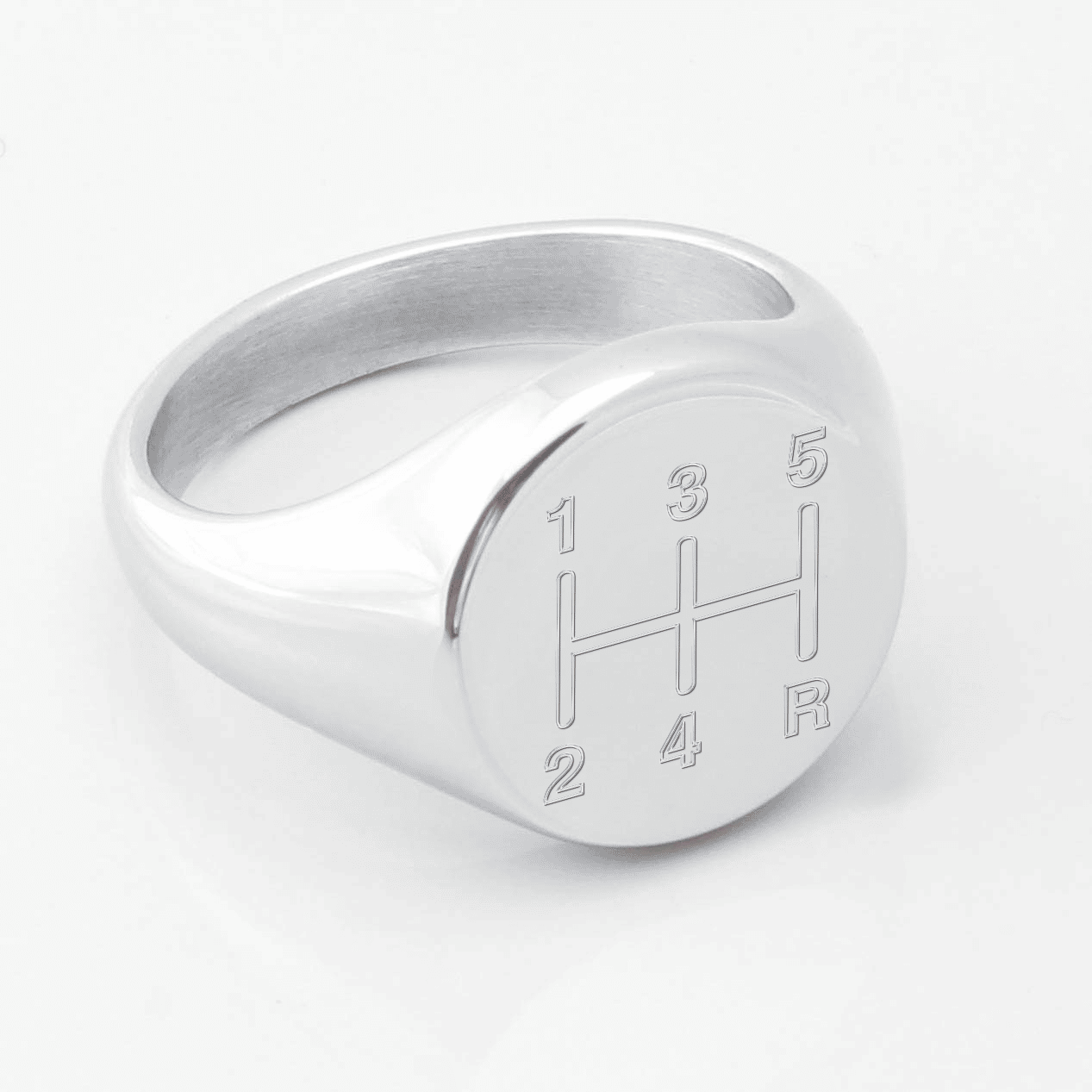 Gearstick Engraved Signet Ring By Badger & Brown