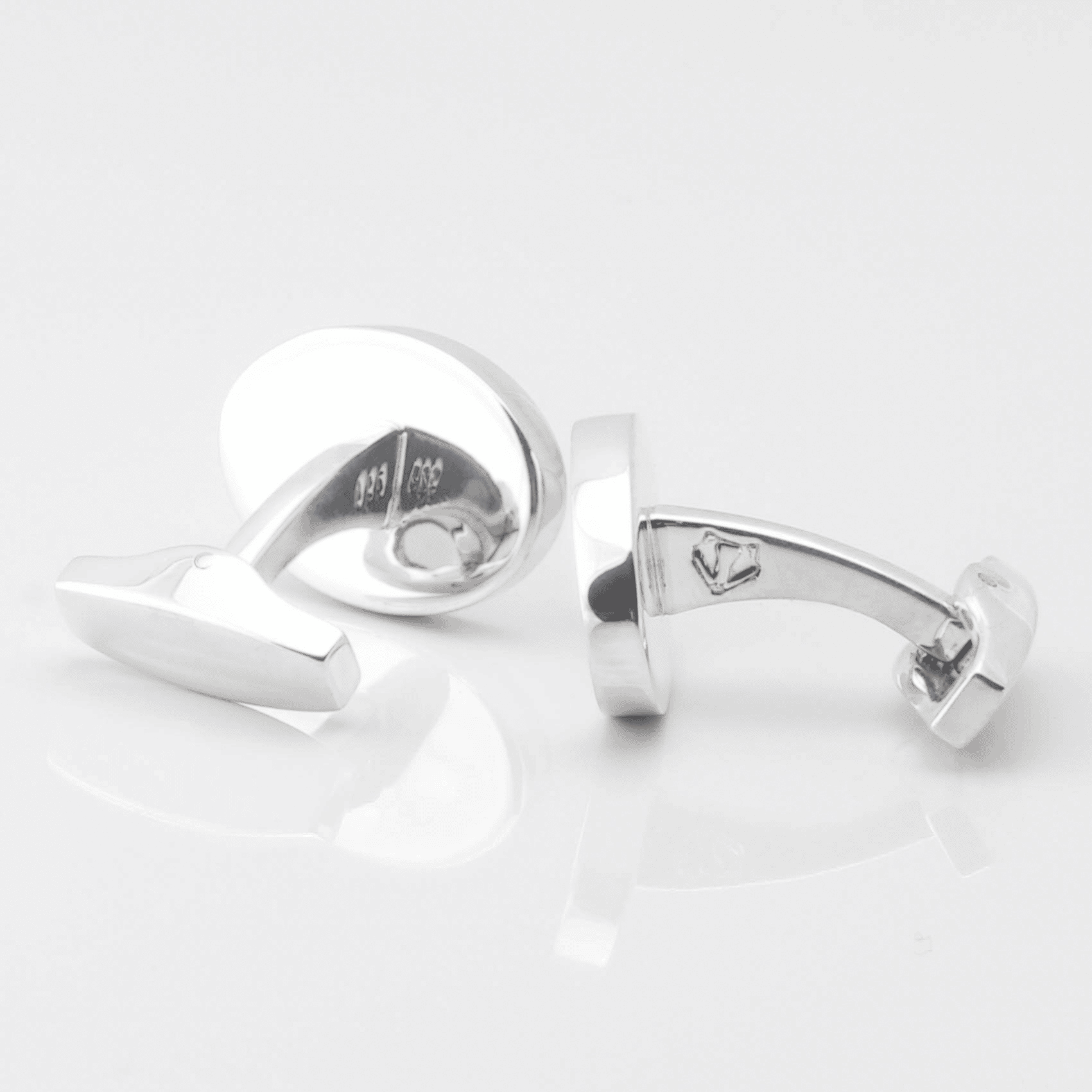 Sterling Silver Plated Oval Cufflinks by Badger & Brown