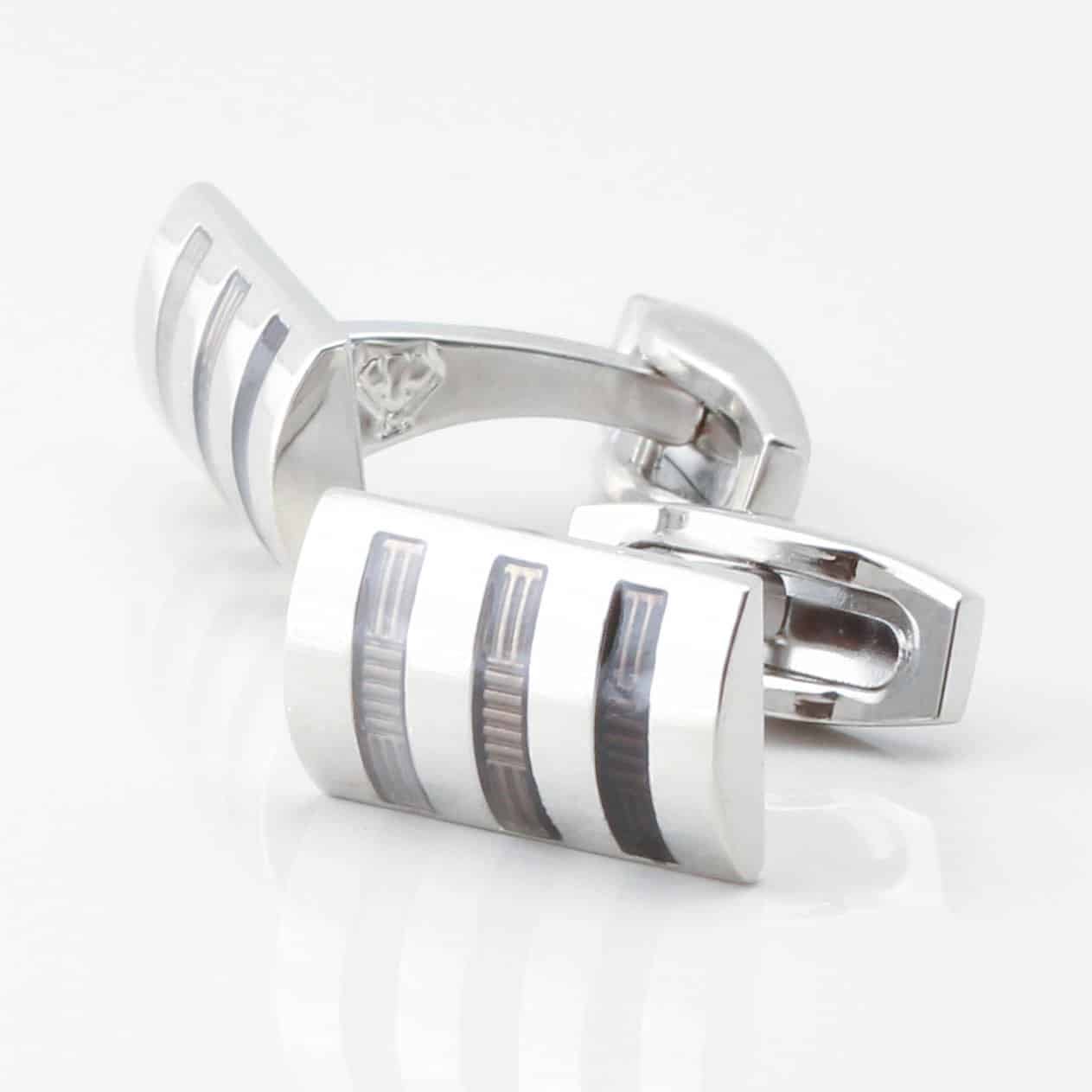 Three Toned Grey Cufflinks by Badger & Brown. The Cufflink Specialists